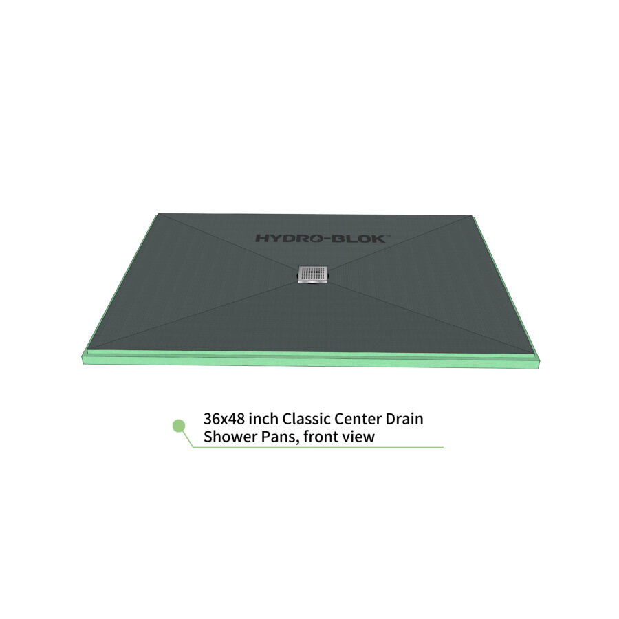 36” x 48” Classic Center Drain Shower Pans - HYDRO-BLOK