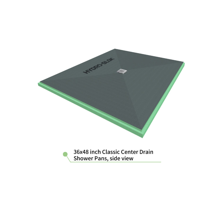 36” x 48” Classic Center Drain Shower Pans - HYDRO-BLOK