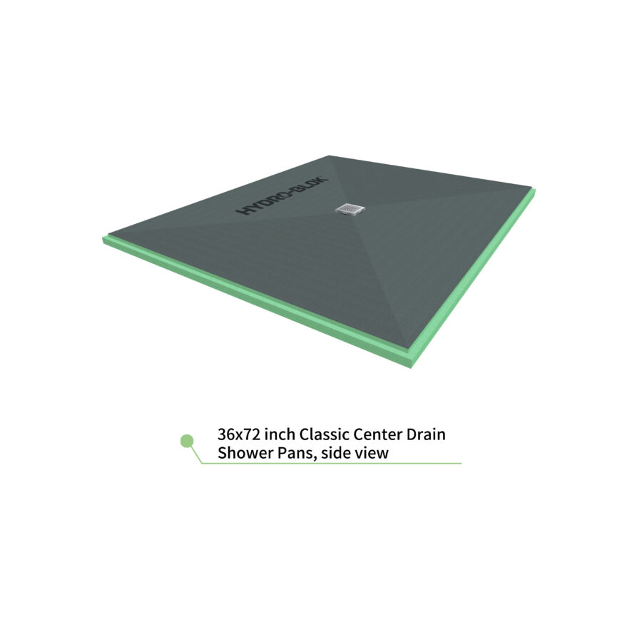 36” x 72” Classic Center Drain Shower Pans - HYDRO-BLOK