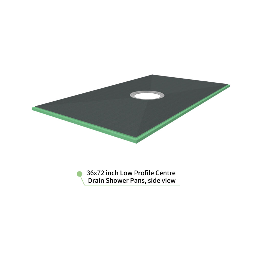 36” x 72” Low Profile Centre Drain Shower Pans - HYDRO-BLOK