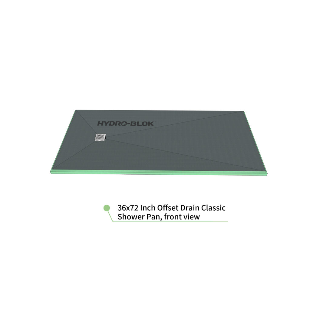 36" x 72" Offset Drain - Classic Center Drain Shower Pans - HYDRO-BLOK