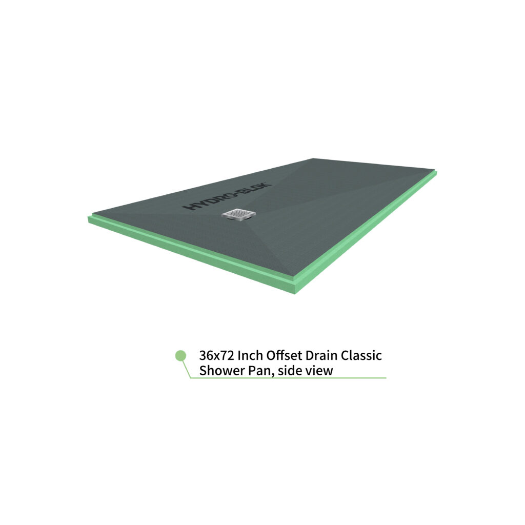 36" x 72" Offset Drain - Classic Center Drain Shower Pans - HYDRO-BLOK