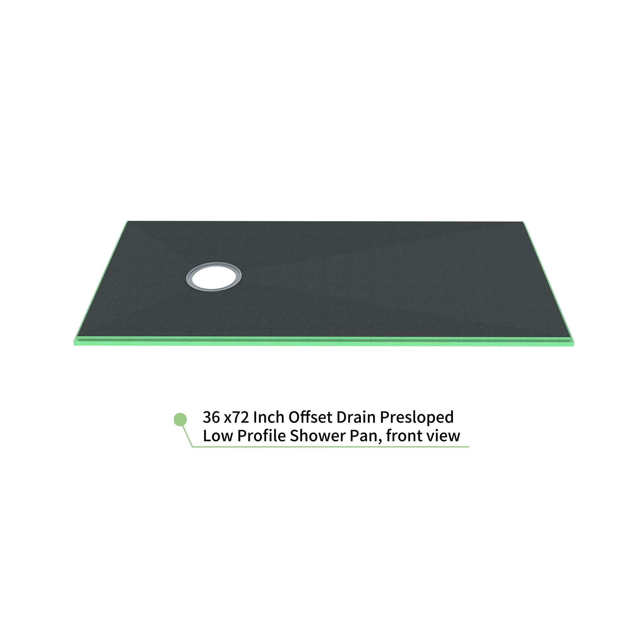 36” x 72” Offset Drain Low Profile Centre Drain Shower Pans - HYDRO-BLOK